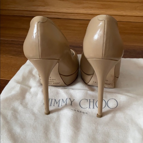 Jimmy Choo | Shoes | Jimmy Choo Open Toe Kid Leather Nude Pump | Poshmark